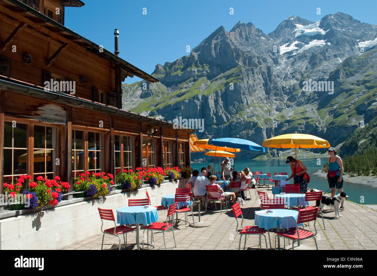 cafe Lake Oeschinen Kandersteg Switzerland Stock Photo - Alamy