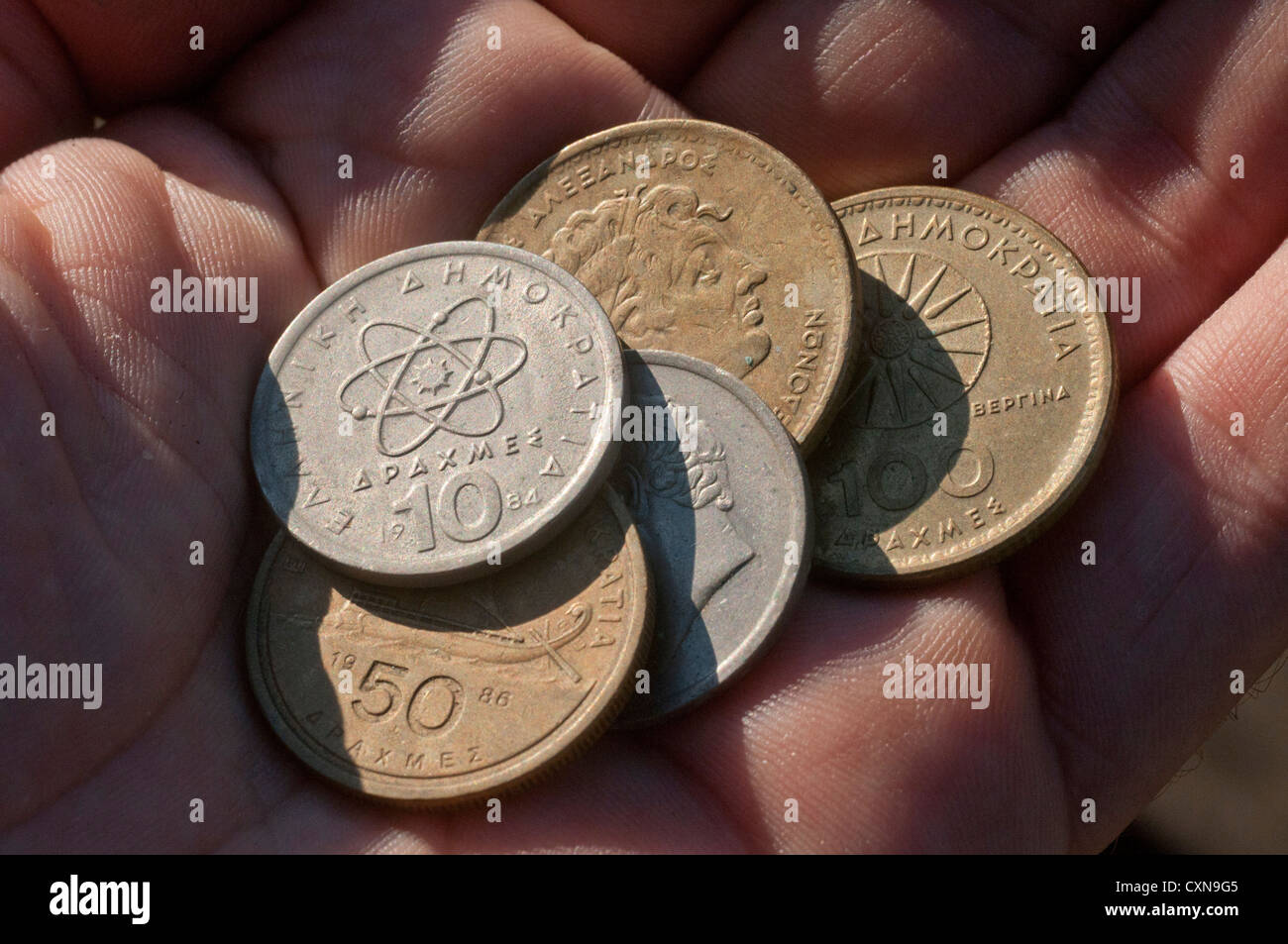 Greek Drachma coins, Greece Stock Photo - Alamy