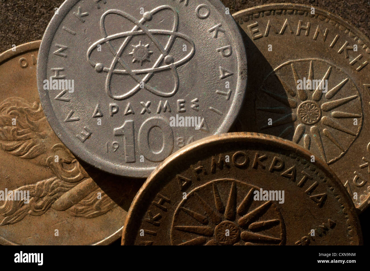 Greek Drachma coins, Greece Stock Photo - Alamy