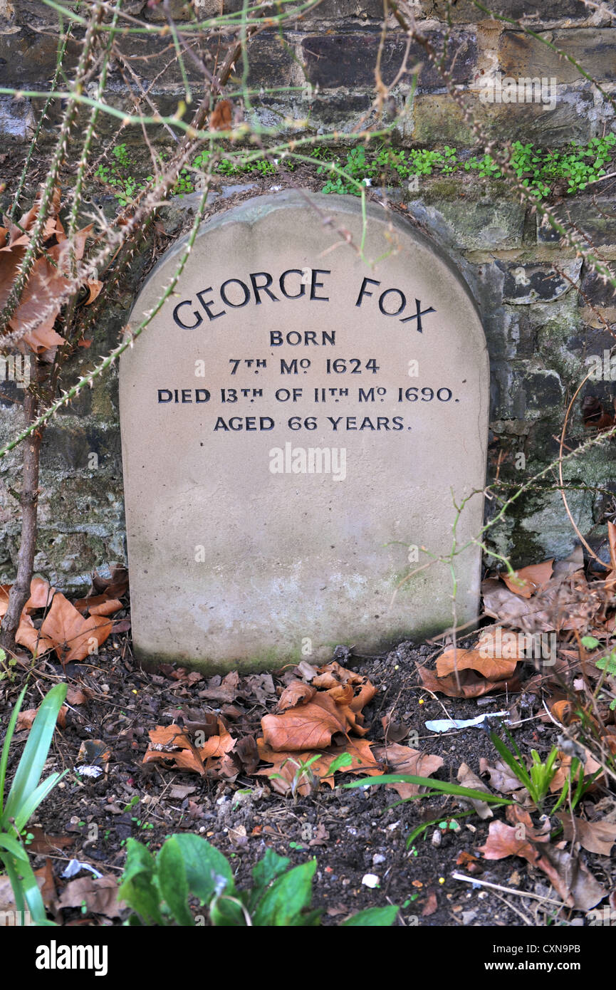 George Fox, the founder of the Quakers, gravestone, Bunhill Fields ...