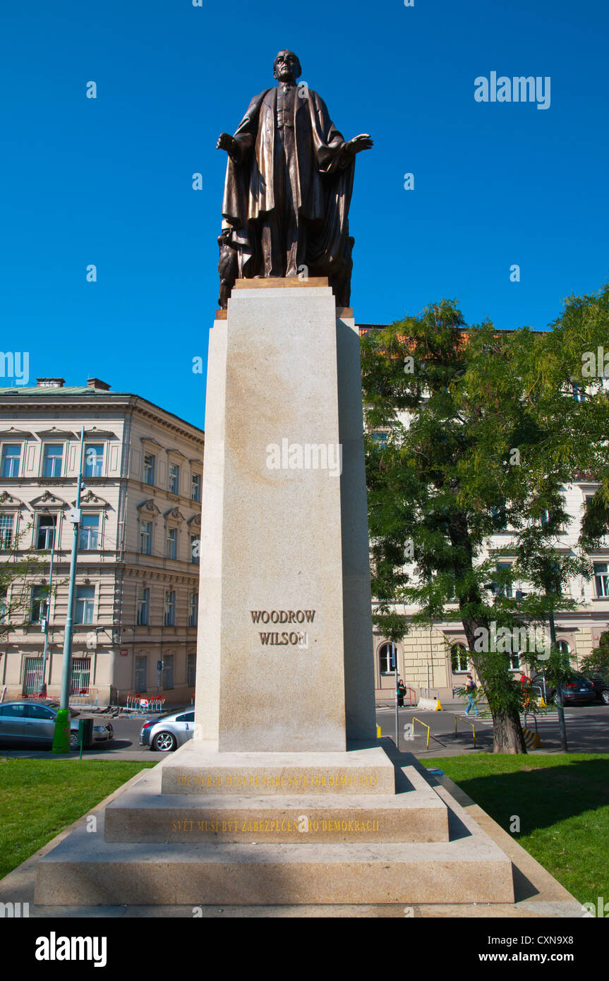 Statue of American President Woodrow Wilson in the park surrounding the ...