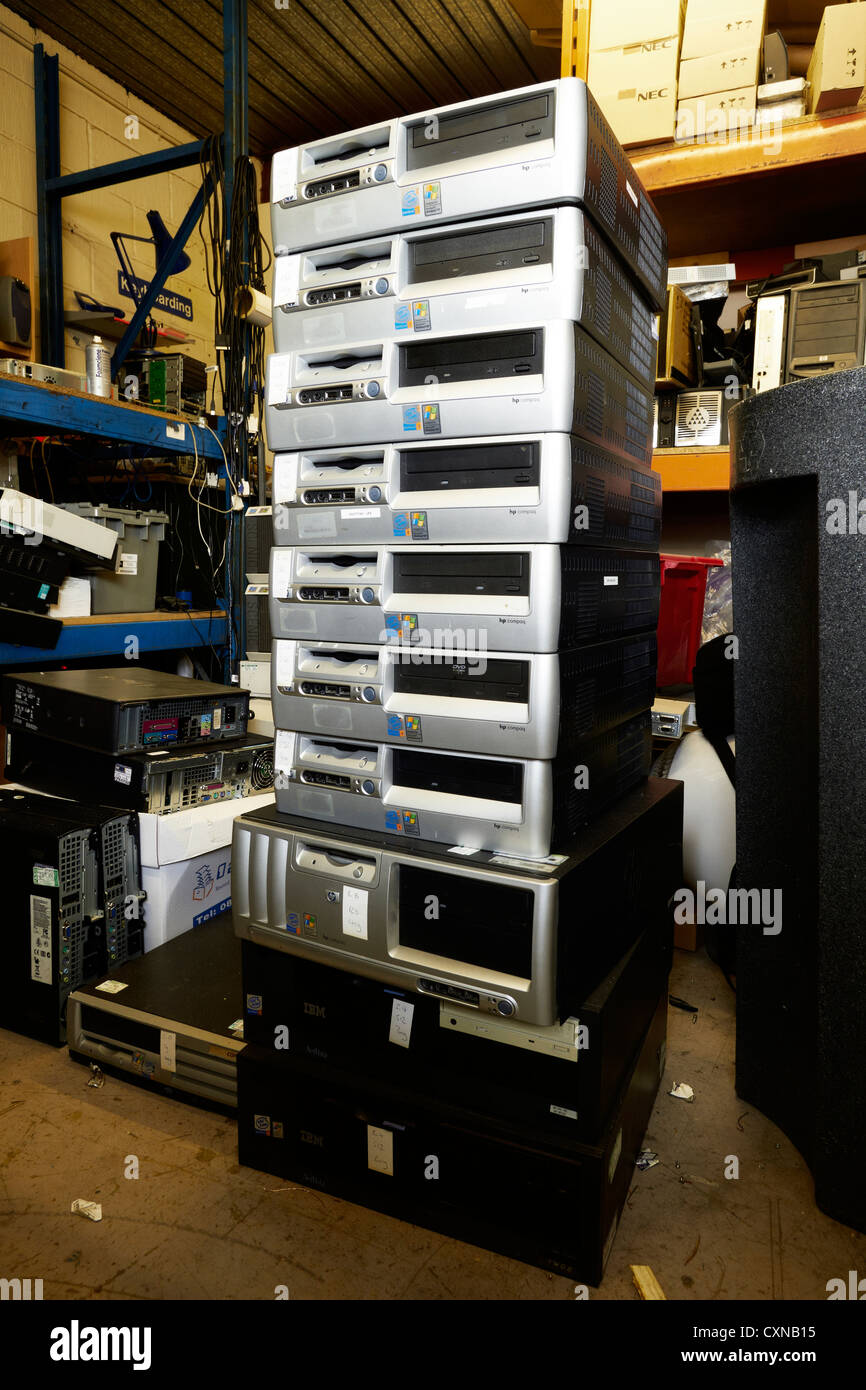 IT and computer disposal: Old PCs waiting for recycling at IT Disposal ...