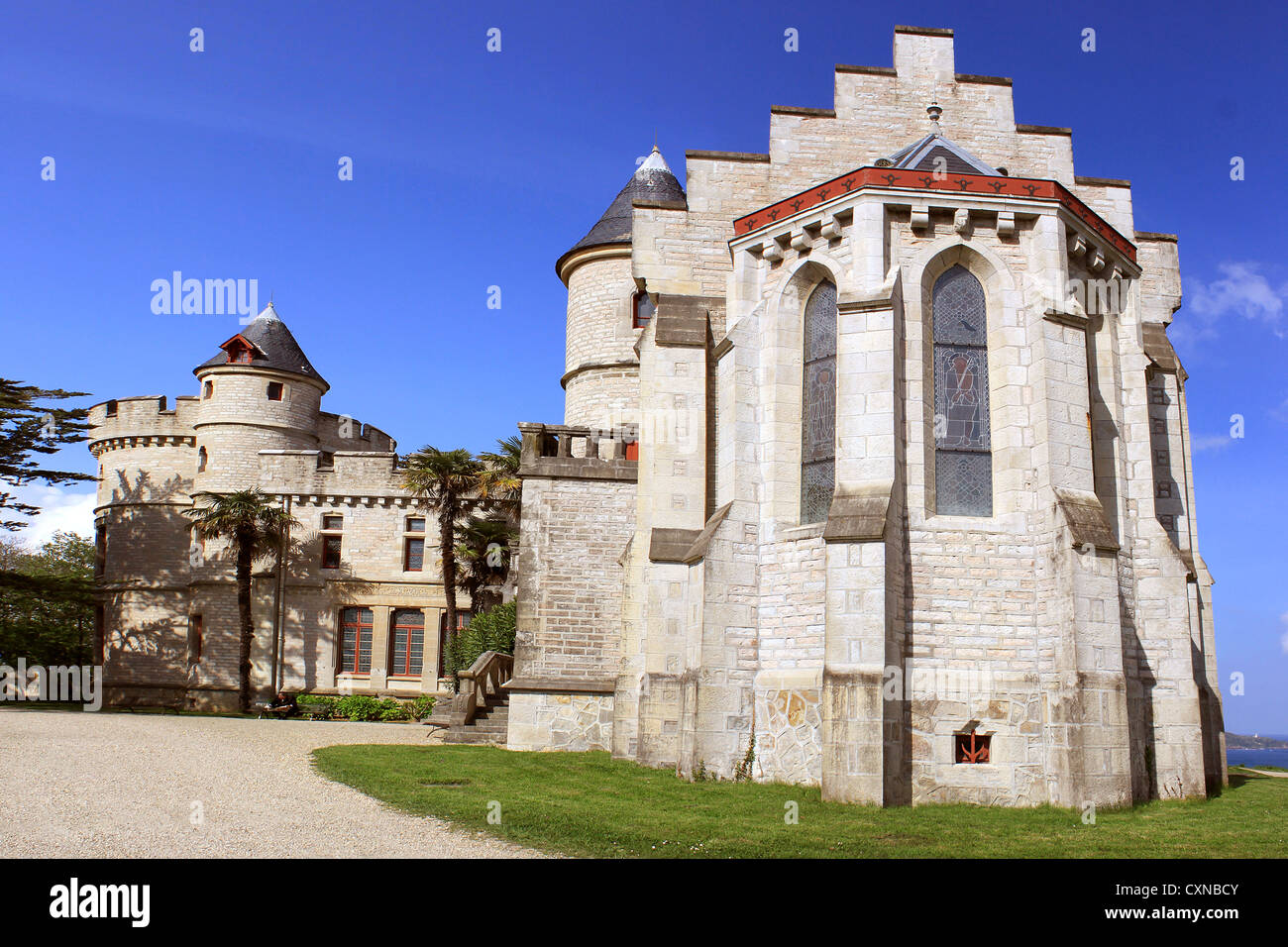 Panoramic photo of the castle abbadia to Hendaye in the Basque country ...