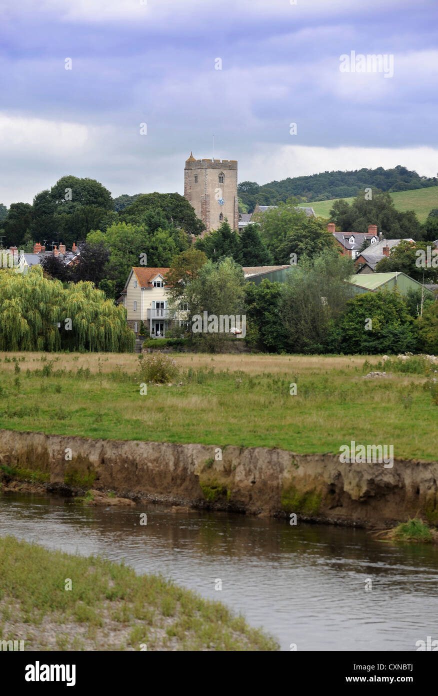 The village of Leintwardine with the River Teme, Herefordshire UK Stock ...