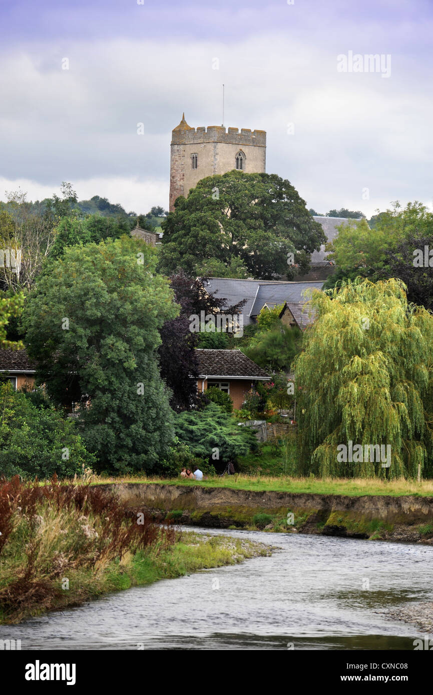 The village of Leintwardine with the River Teme, Herefordshire UK Stock ...