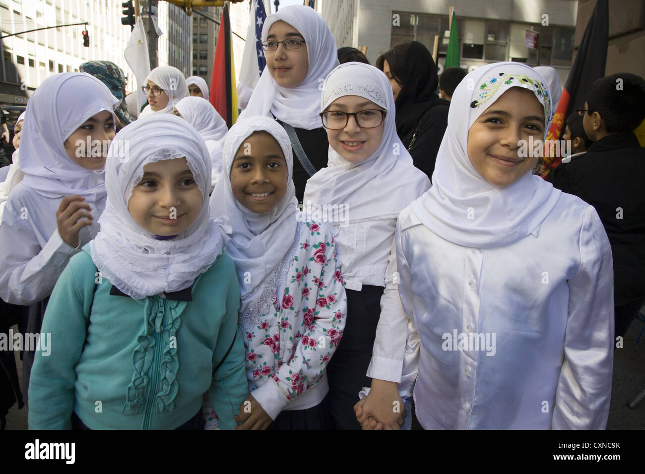 Muslim American Day Parade on Madison Avenue in New York City. School ...