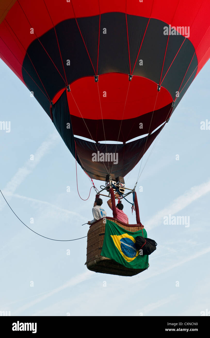Hot air balloon floating away with Brazilian flag. Bristol ...