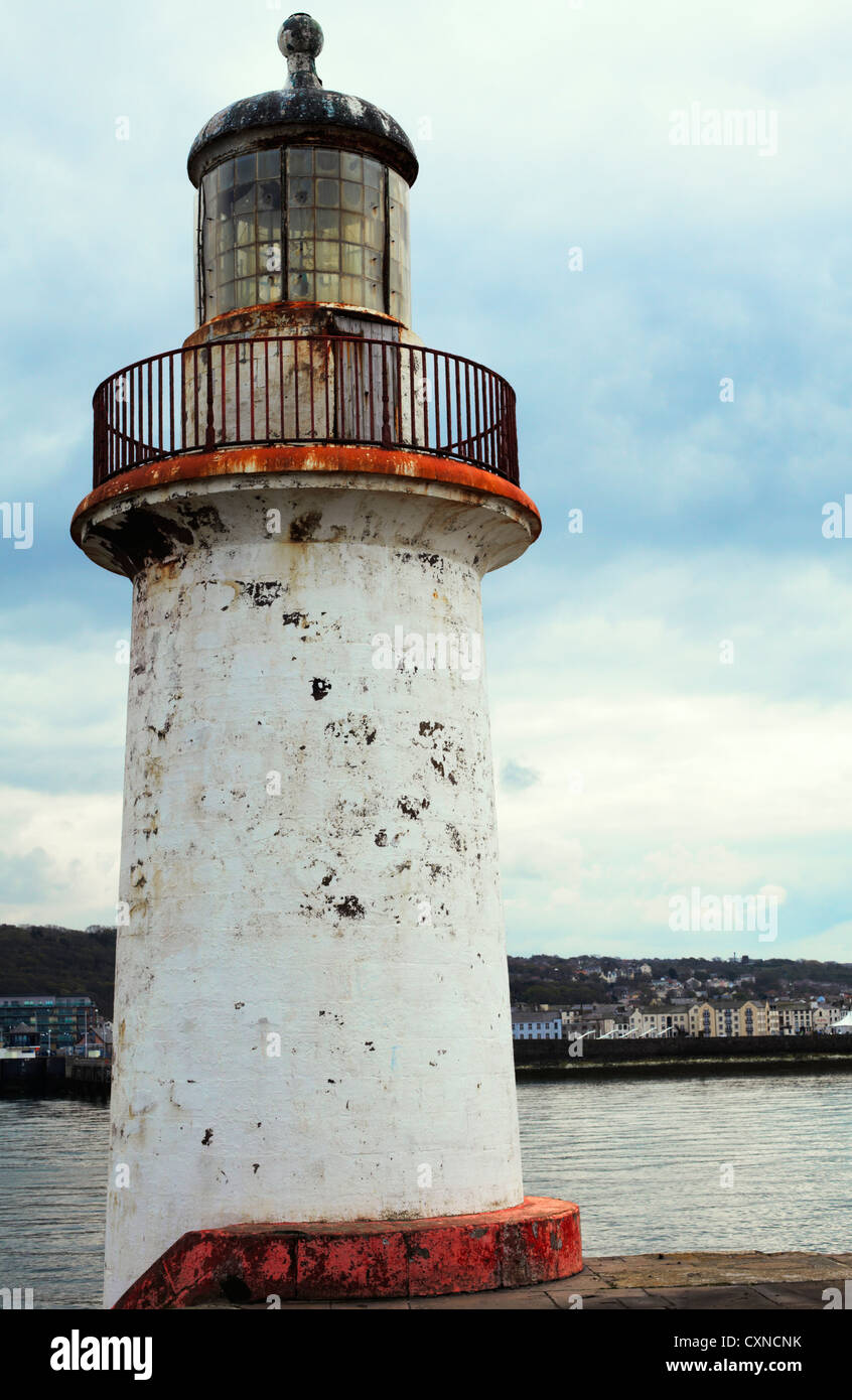 Whitehaven lighthouse with town in background Stock Photo - Alamy