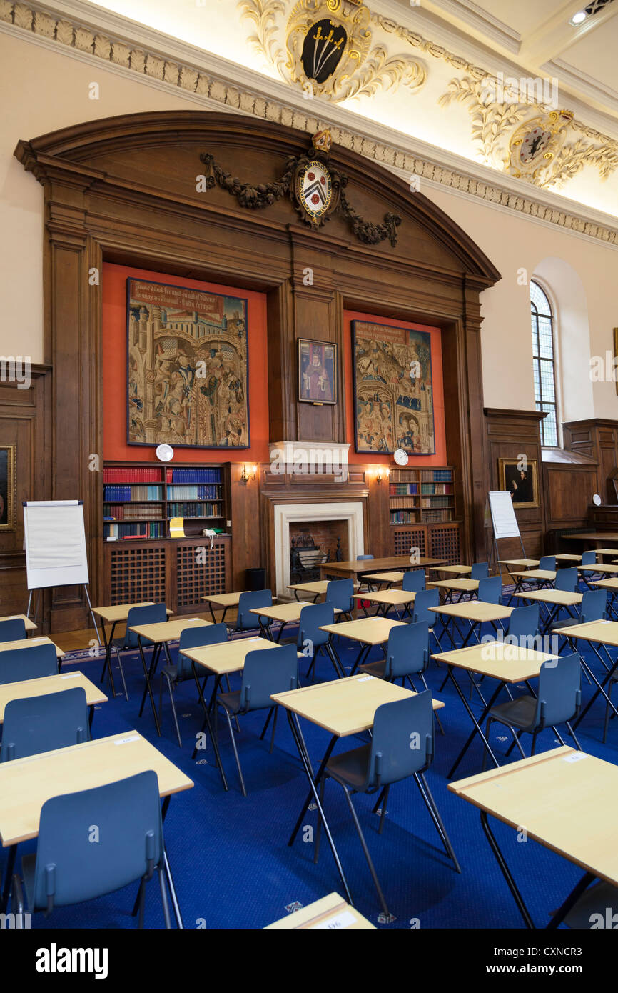inside of the school at winchester college laid out ready for exams ...
