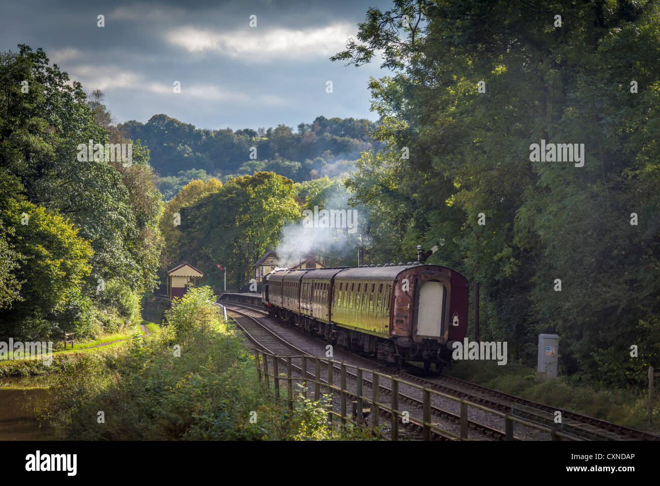 Consall station on the Churnet Valley Railway with a steam train ...