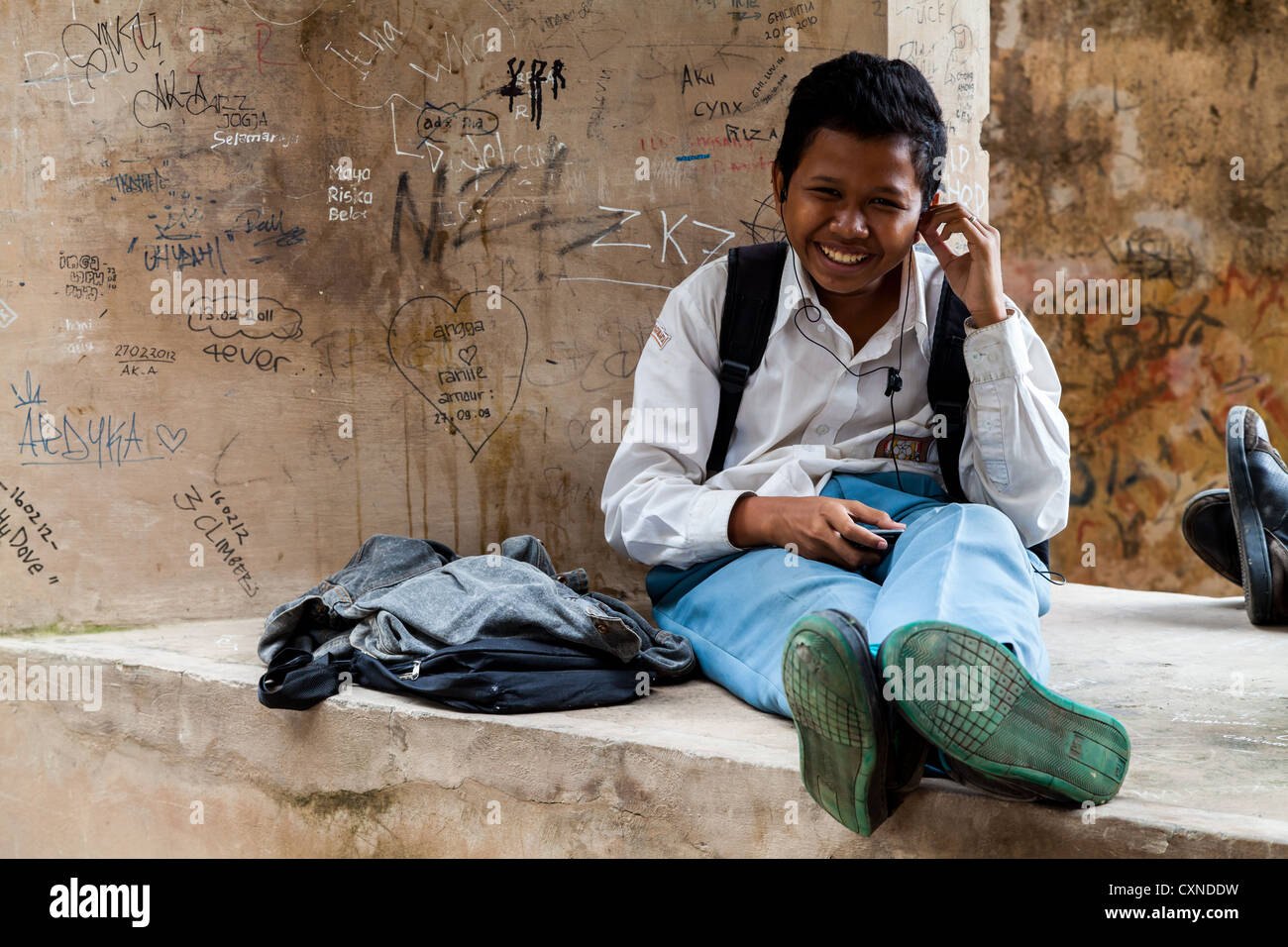 Young Man in the Water Palace in Yogyakarta in Indonesia Stock Photo ...