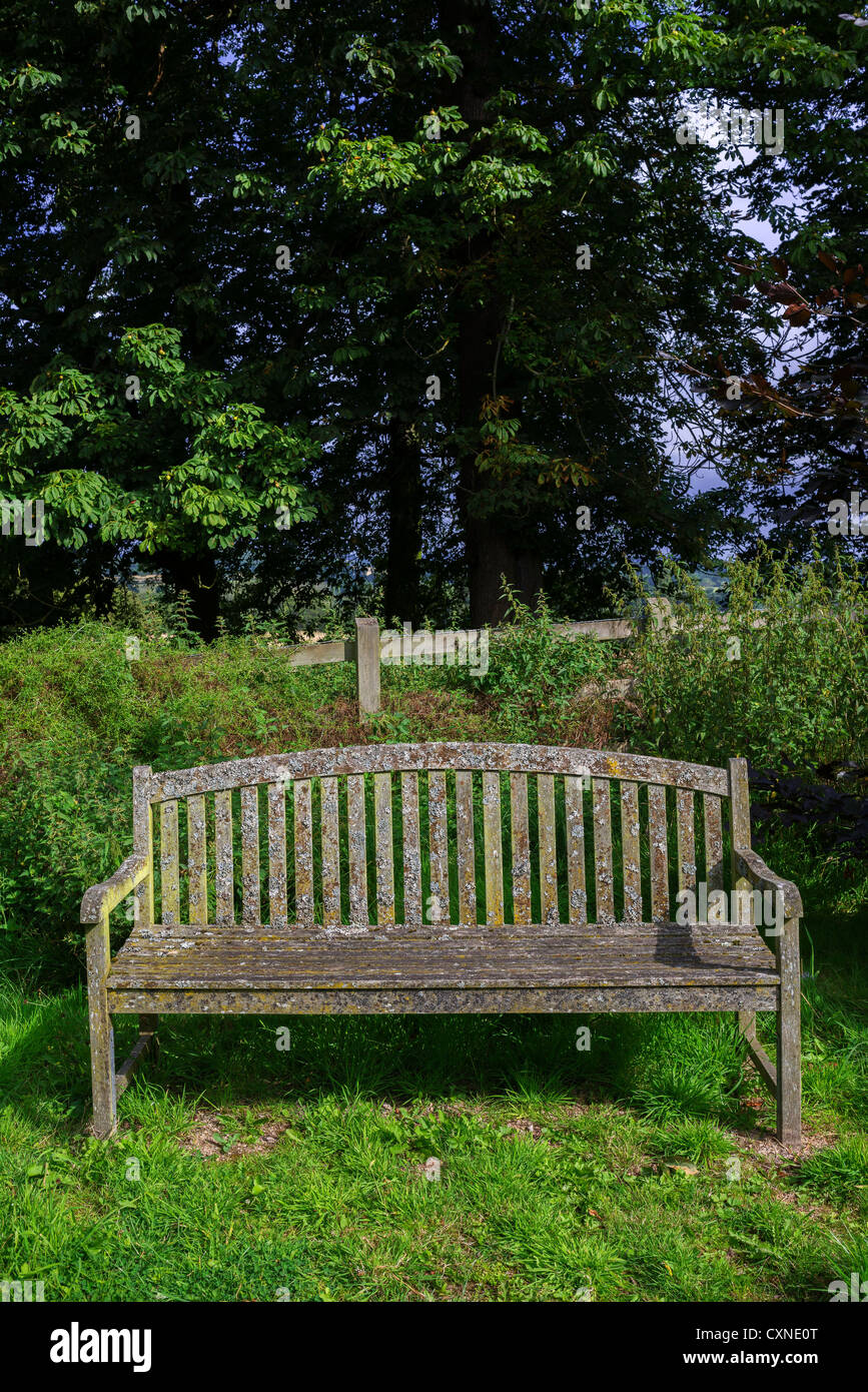 a bench in a country garden Stock Photo - Alamy