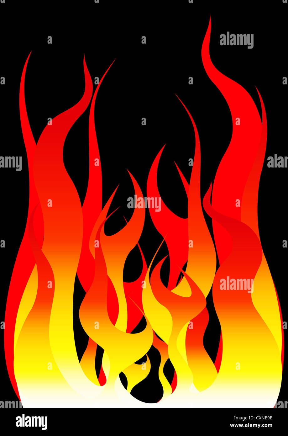 Burn out flames on a black background Stock Photo - Alamy