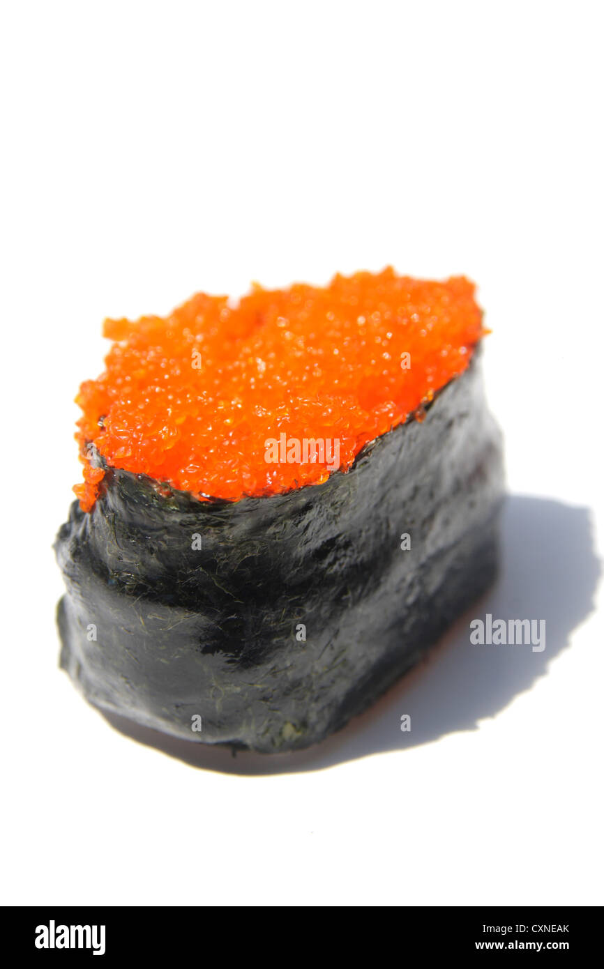 Tobiko Sushi , flying fish eggs sushi Stock Photo - Alamy