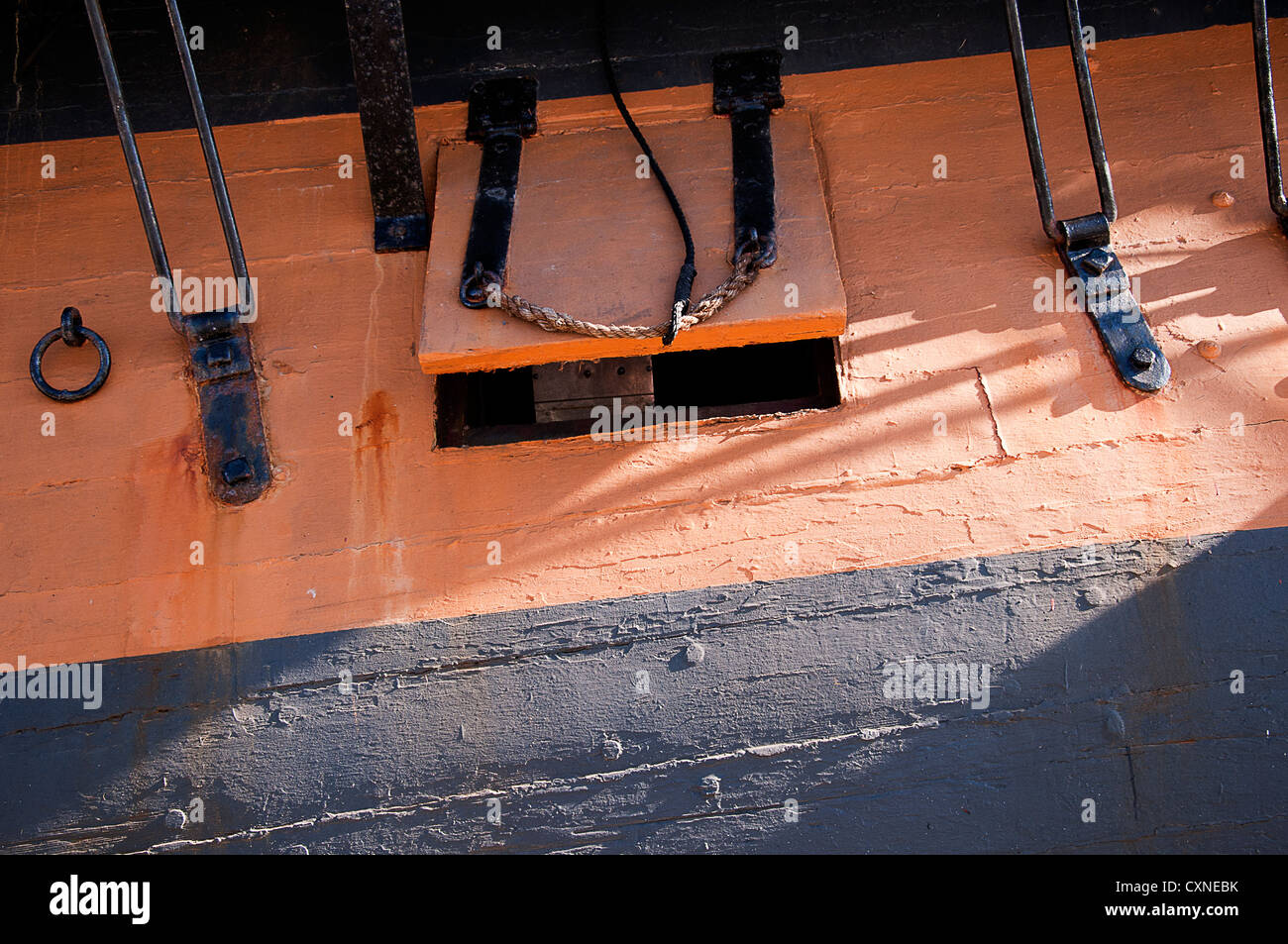 Gun Port on Tall Sailing Ship in Harbour of San Diego California USA ...
