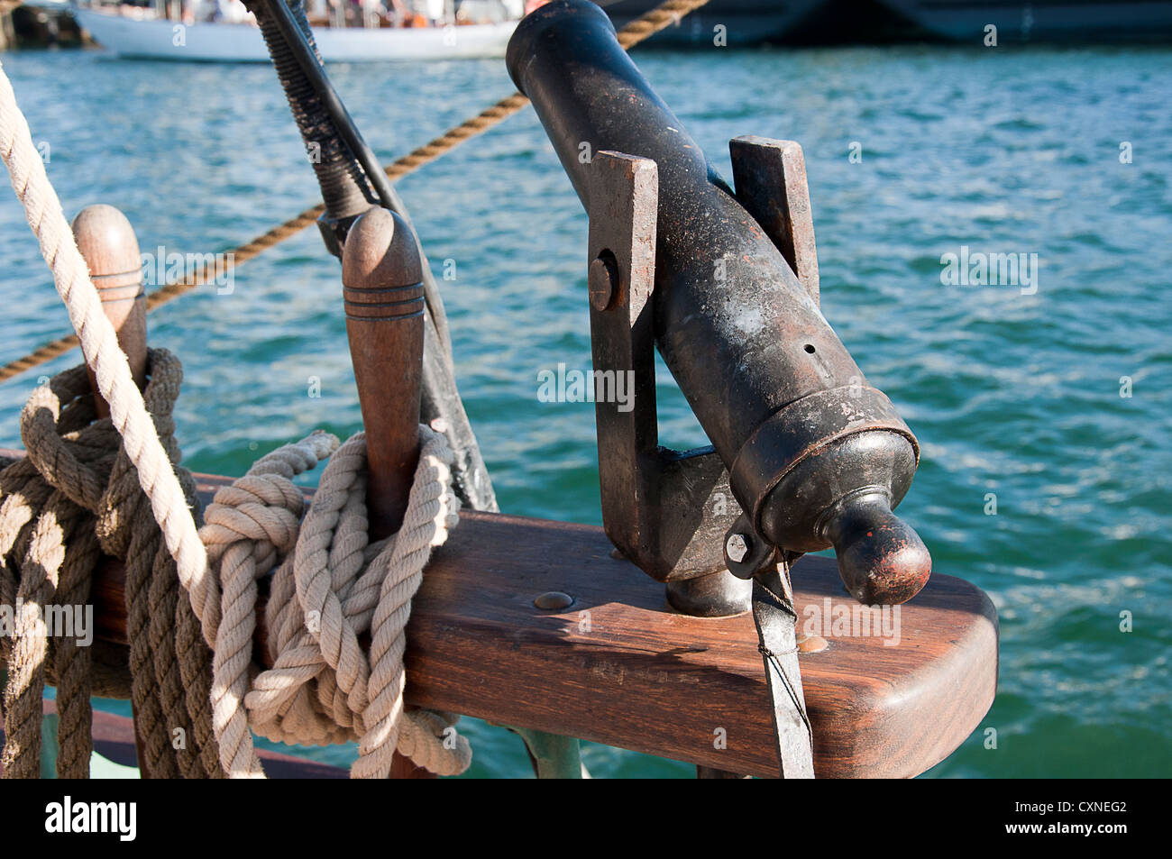 Signal Gun on Tall Sailing Ship in Harbour of San Diego California USA ...
