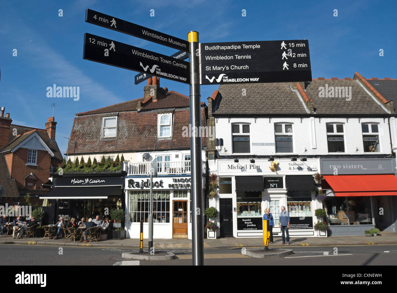 wayfinding sign at the heart of wimbledon village, southwest london ...