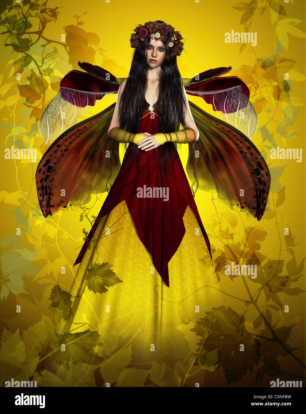 a cute elfin girl surrounded by vines Stock Photo - Alamy