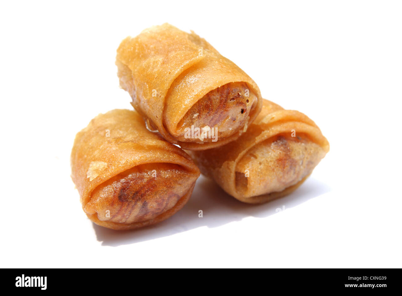 Chinese spring rolls on white background Stock Photo - Alamy
