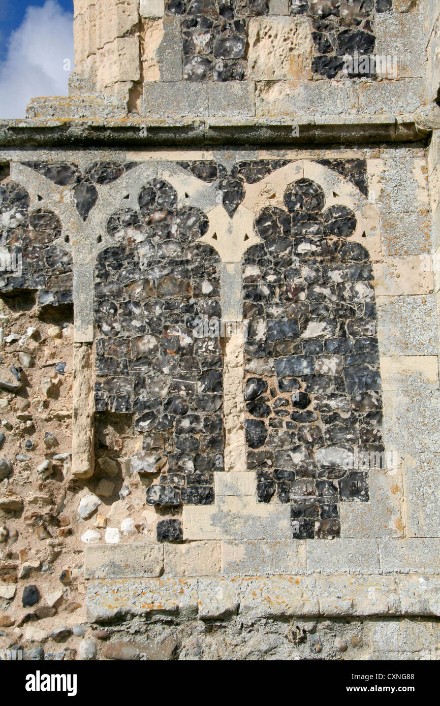 Flint knapped masonry Leiston Abbey (EH) Suffolk England UK Stock Photo ...