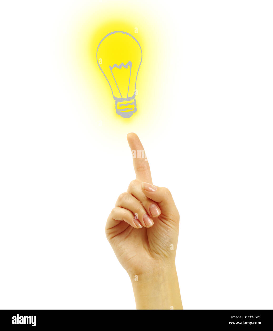 hand with a drawing light bulb Stock Photo - Alamy