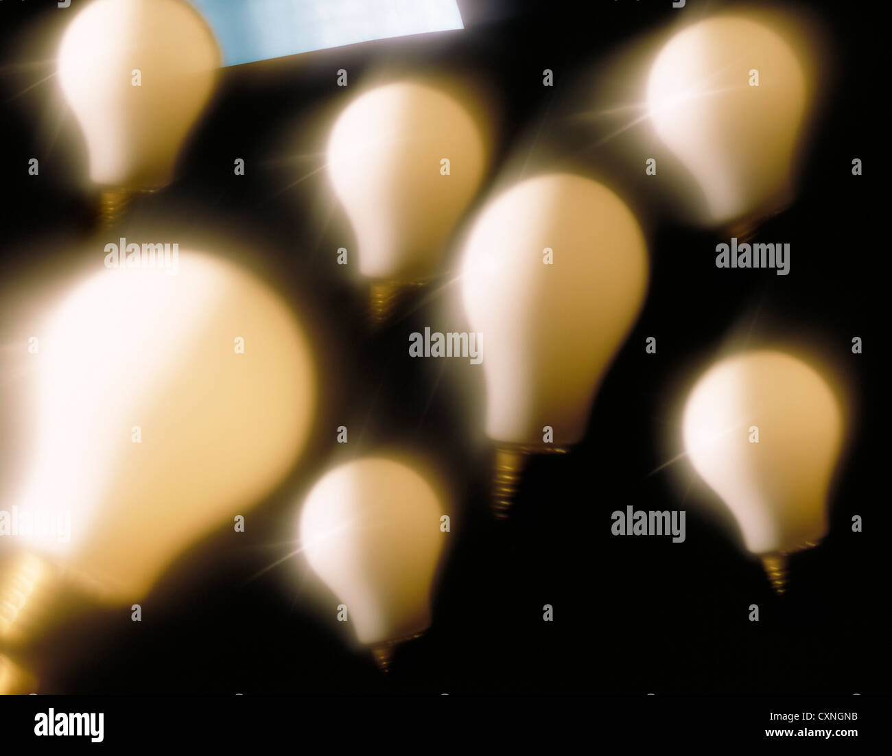 ideas going out the window, multiple light bulbs with window behind ...