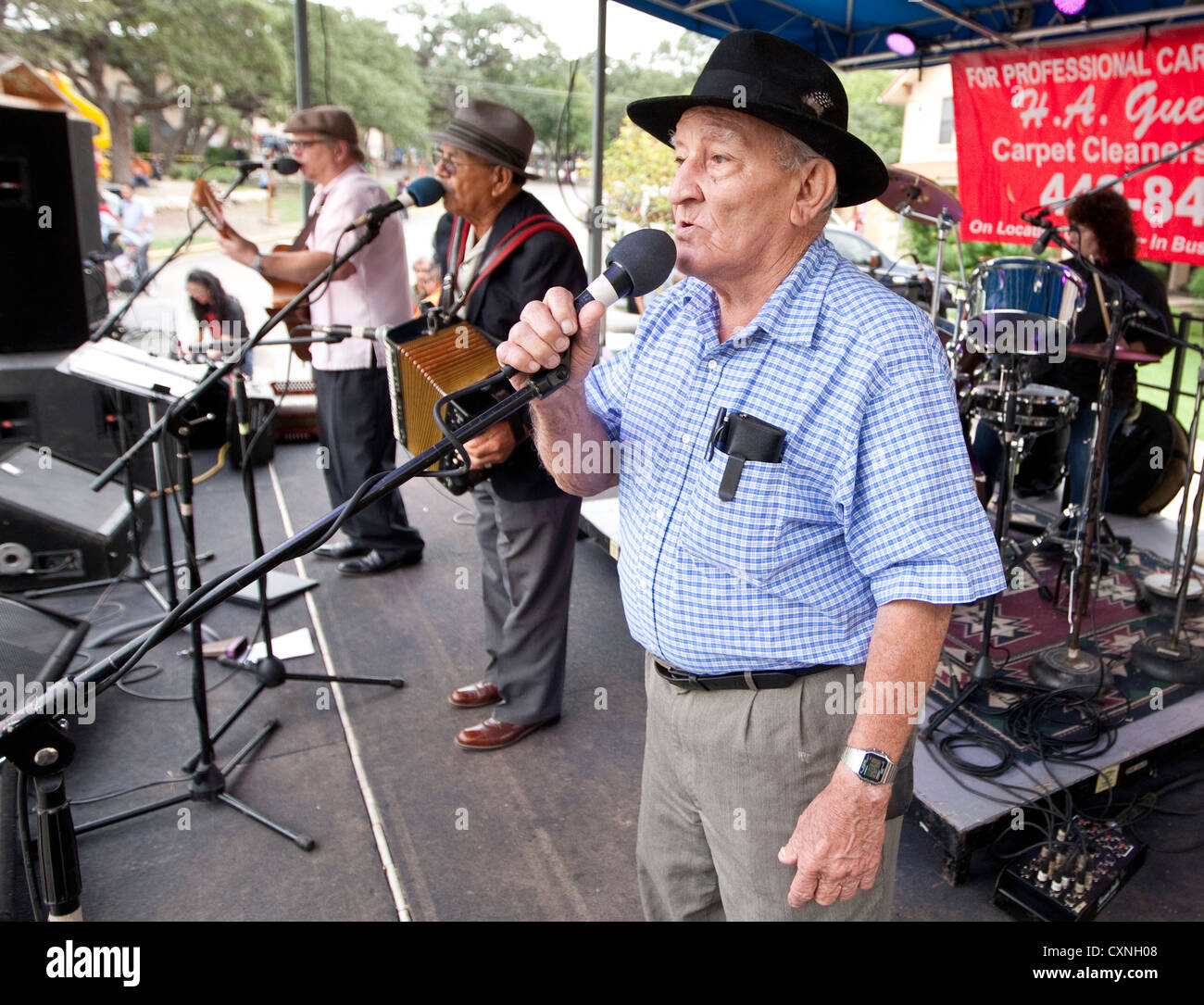Texas-Style Conjunto music band plays at a church festival in Austin ...