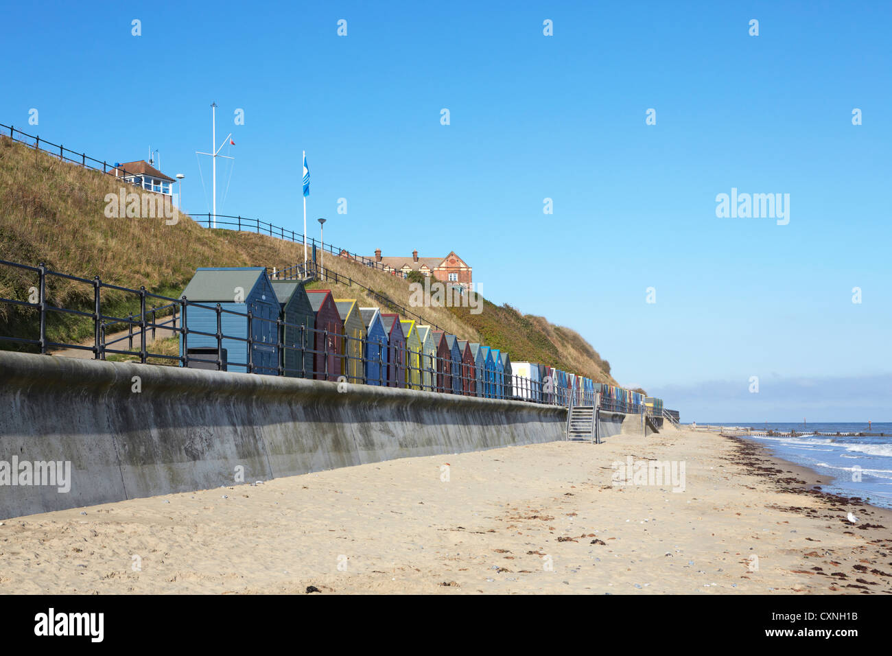 North Norfolk Mundesley beach huts Stock Photo - Alamy