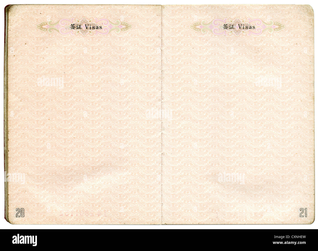Passport of Peoples Republic of China. Pages for visa marks Stock Photo ...