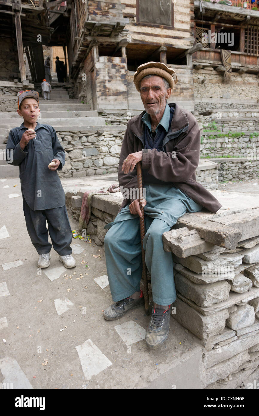 Elder Kalash man and boy at Krakl Village, Bumburet Valley, Chitral ...