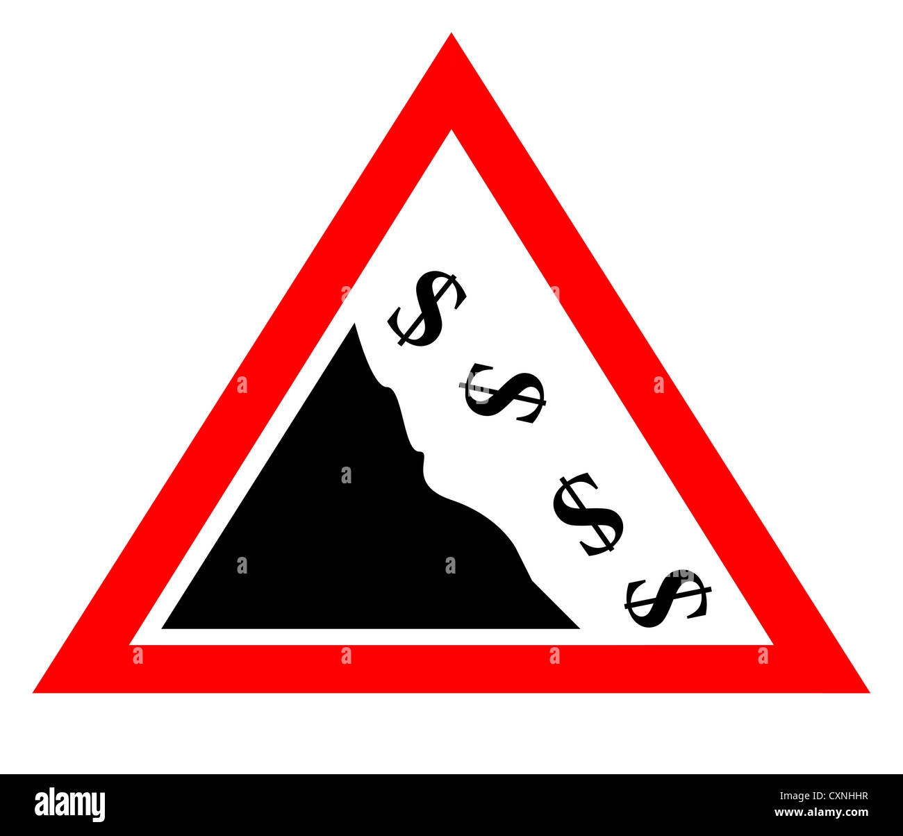 Falling dollar currency concept sign isolated on white background Stock ...