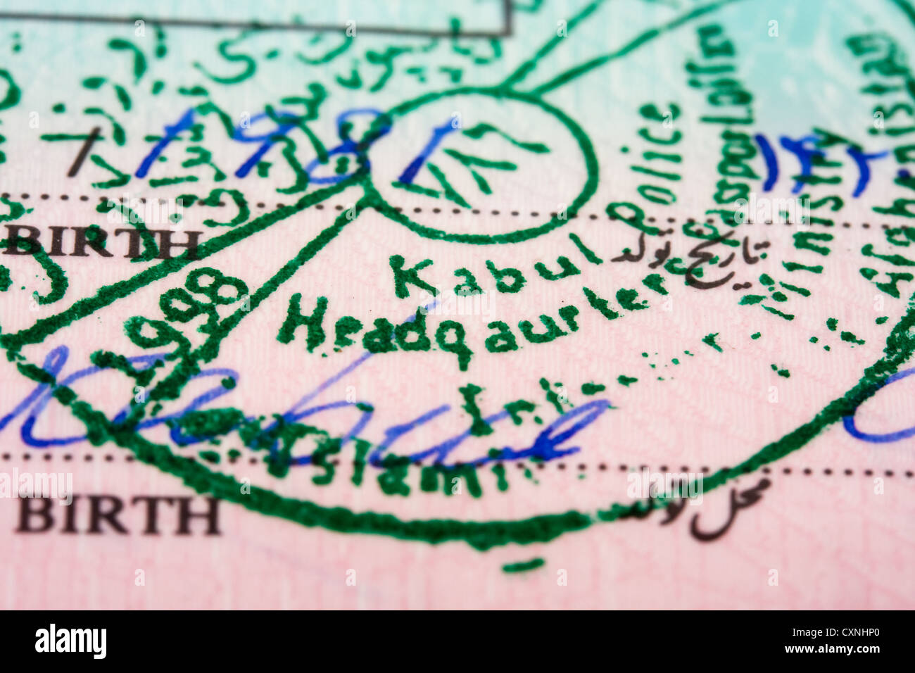 Afghanistan visa stamp passport hi-res stock photography and images - Alamy