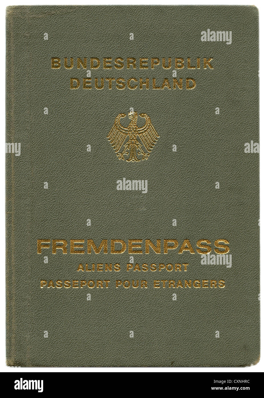 Old Germany Aliens Passport isolated on the white background Stock ...