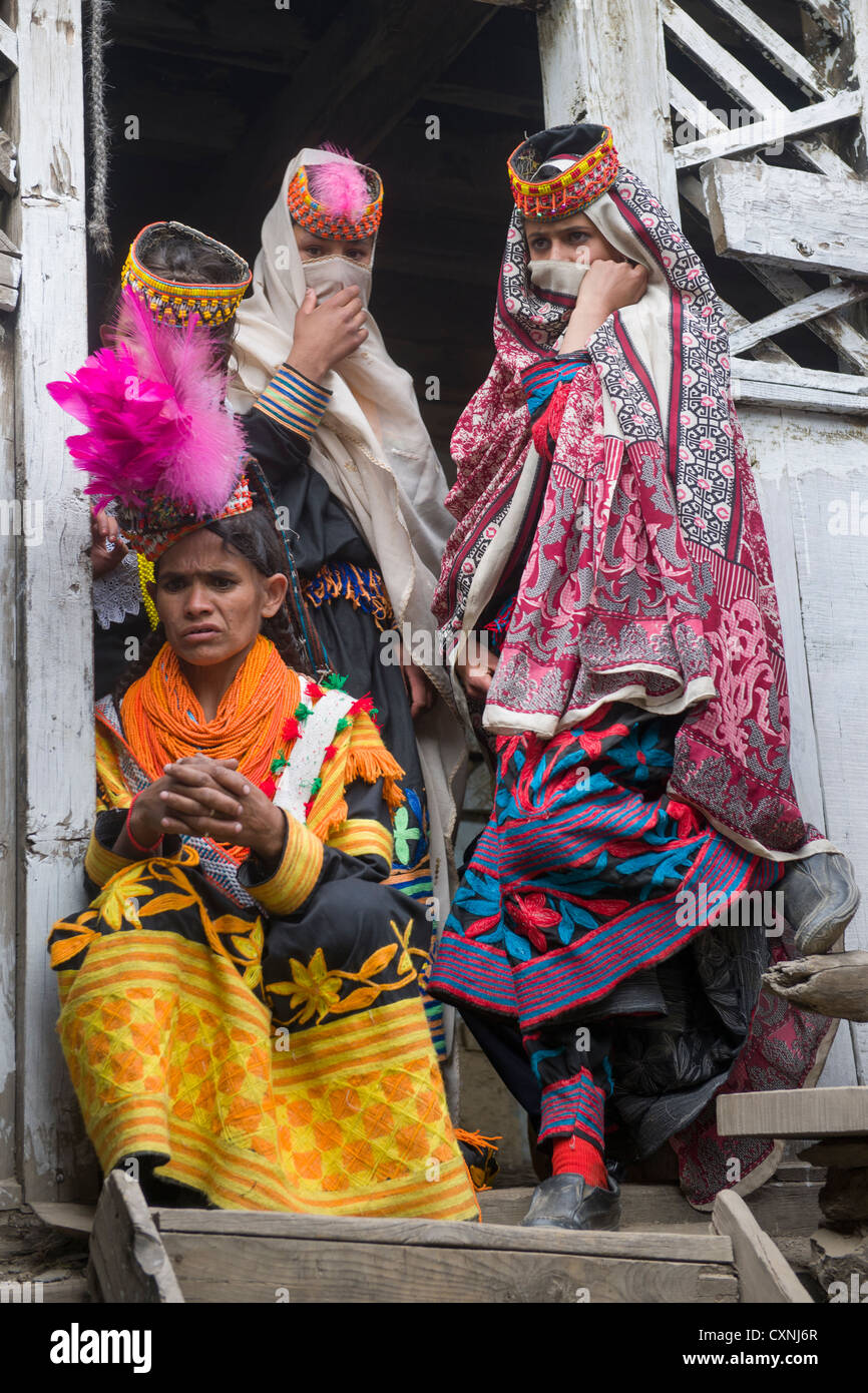 Kalash women watching the dancing at the Anish Brun Village Charso ...