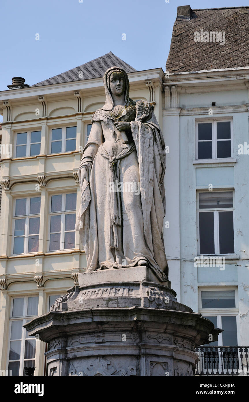 Mechelen (Malines), Belgium. Grote Markt. Statue (1849): Margaret of ...