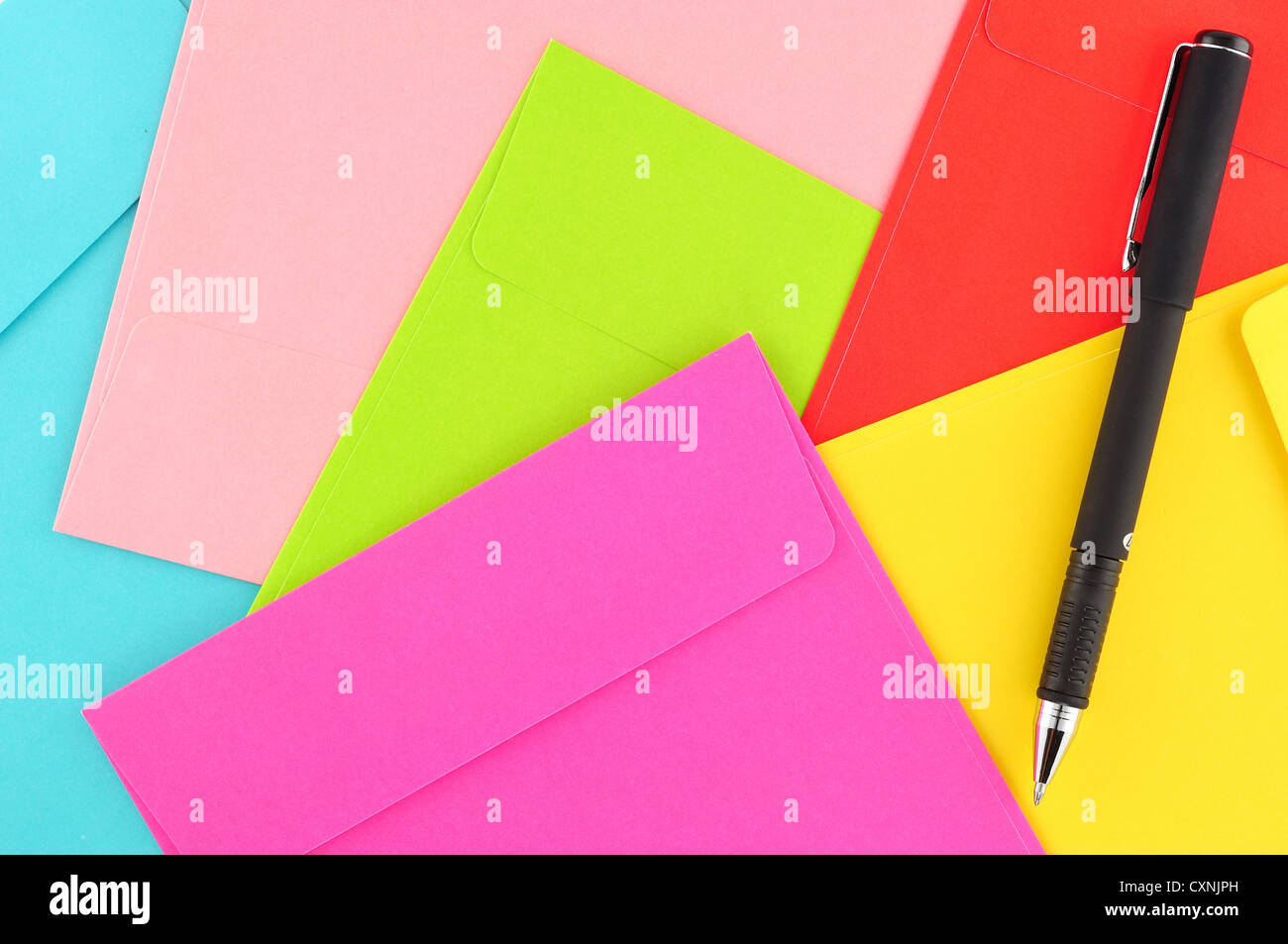 Letter paper colorful And Pen Stock Photo - Alamy