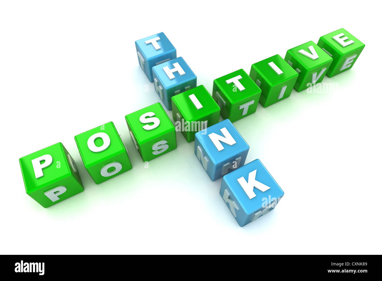 A Colorful 3d Rendered Think Positive Concept Crossword Illustration ...