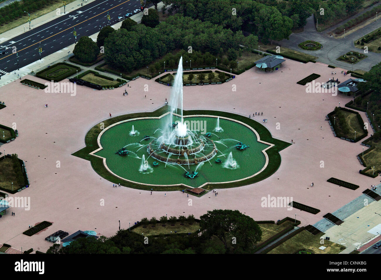 aerial photograph Buckingham Fountain, Chicago, Illinois Stock Photo ...
