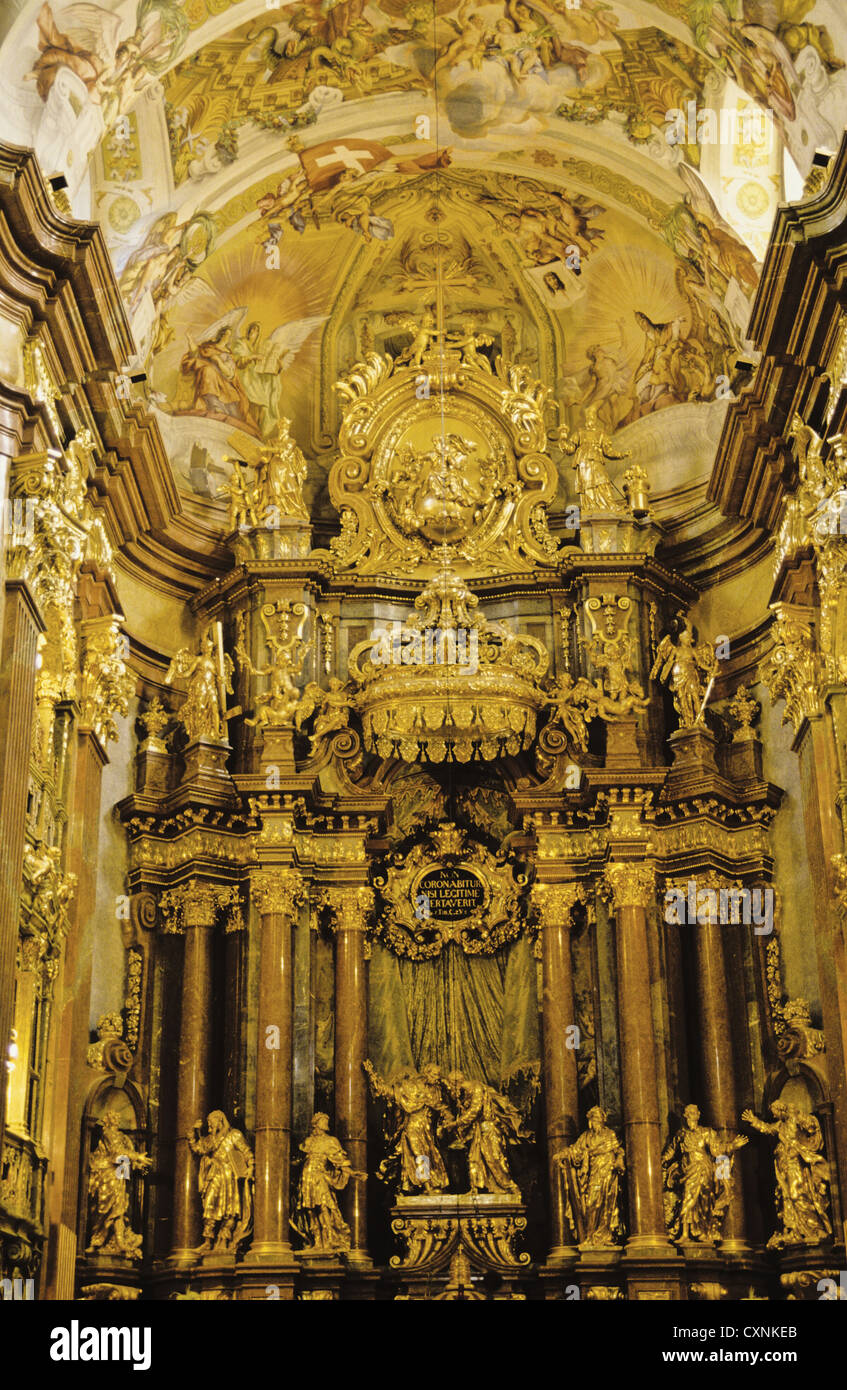 Baroque altar inside the Benedictine Abbey in Melk, Austria Stock Photo ...