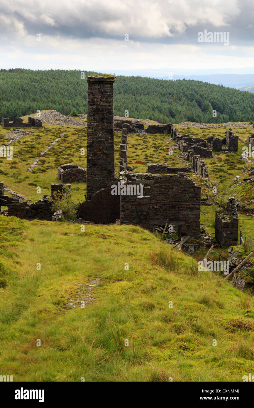 The old engine house at the base of an incline plain in Rhiw Bach ...