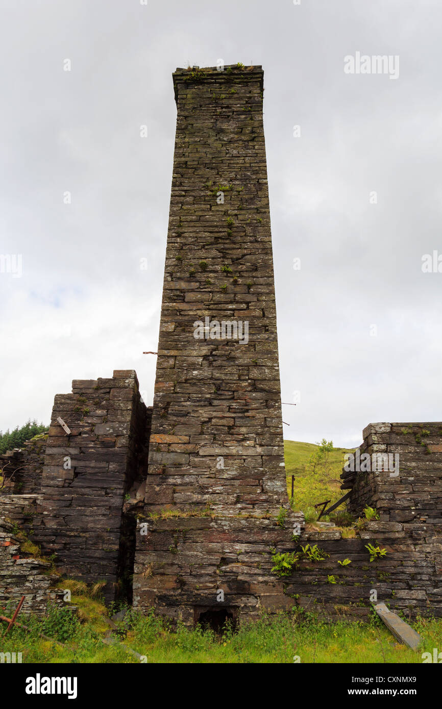 The old engine house at the base of an incline plain in Rhiw Bach ...