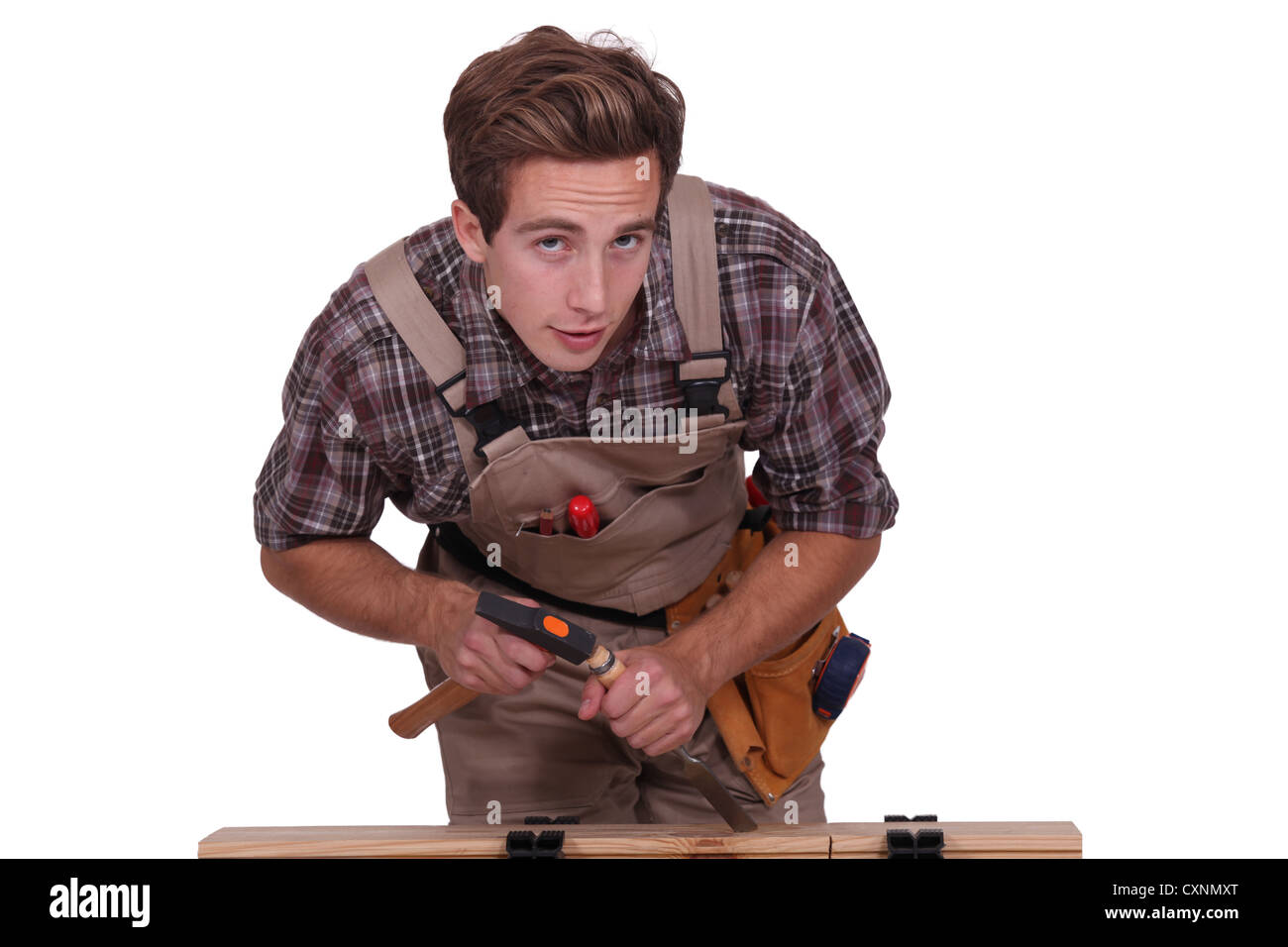 Man with hammer and chisel Stock Photo - Alamy