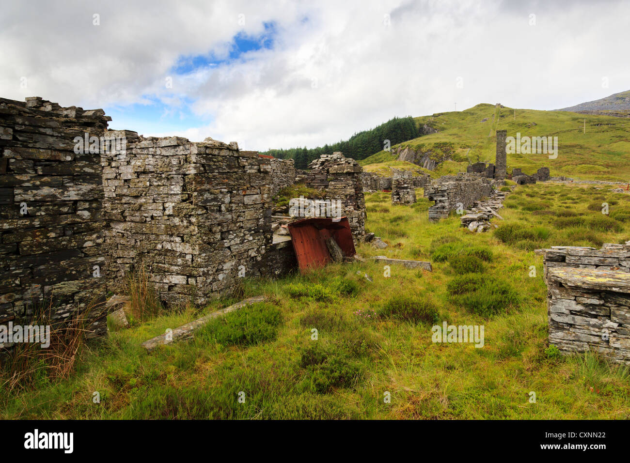 The old engine house at the base of an incline plain in Rhiw Bach ...