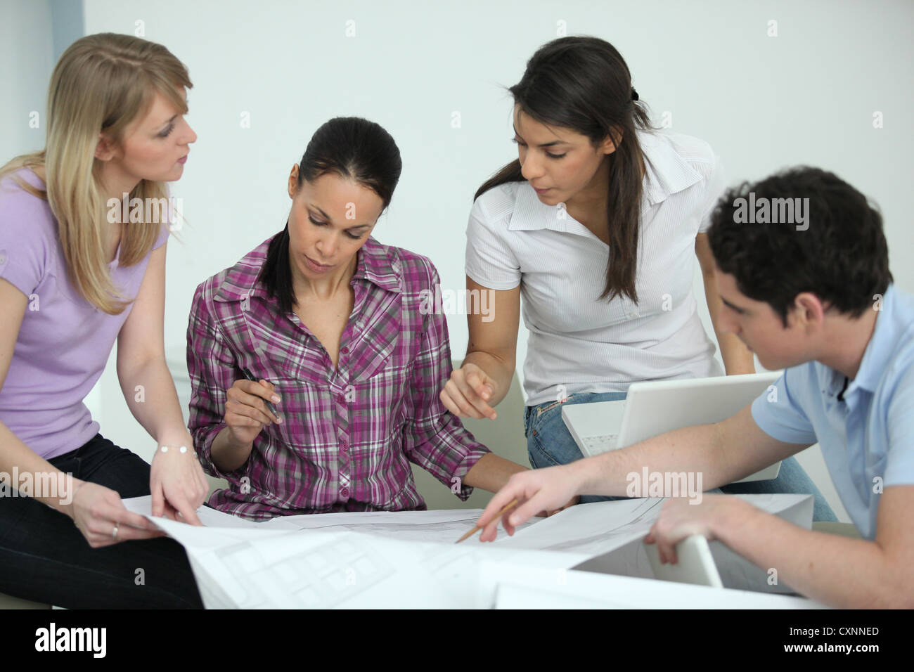 Group of professionals with background Stock Photo - Alamy