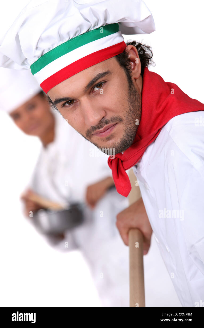 Italian pizza chef Stock Photo - Alamy