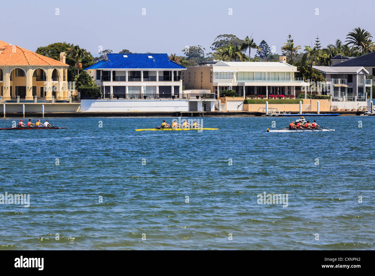 Quad scull race at University river regatta rowing for trophies Surfers ...