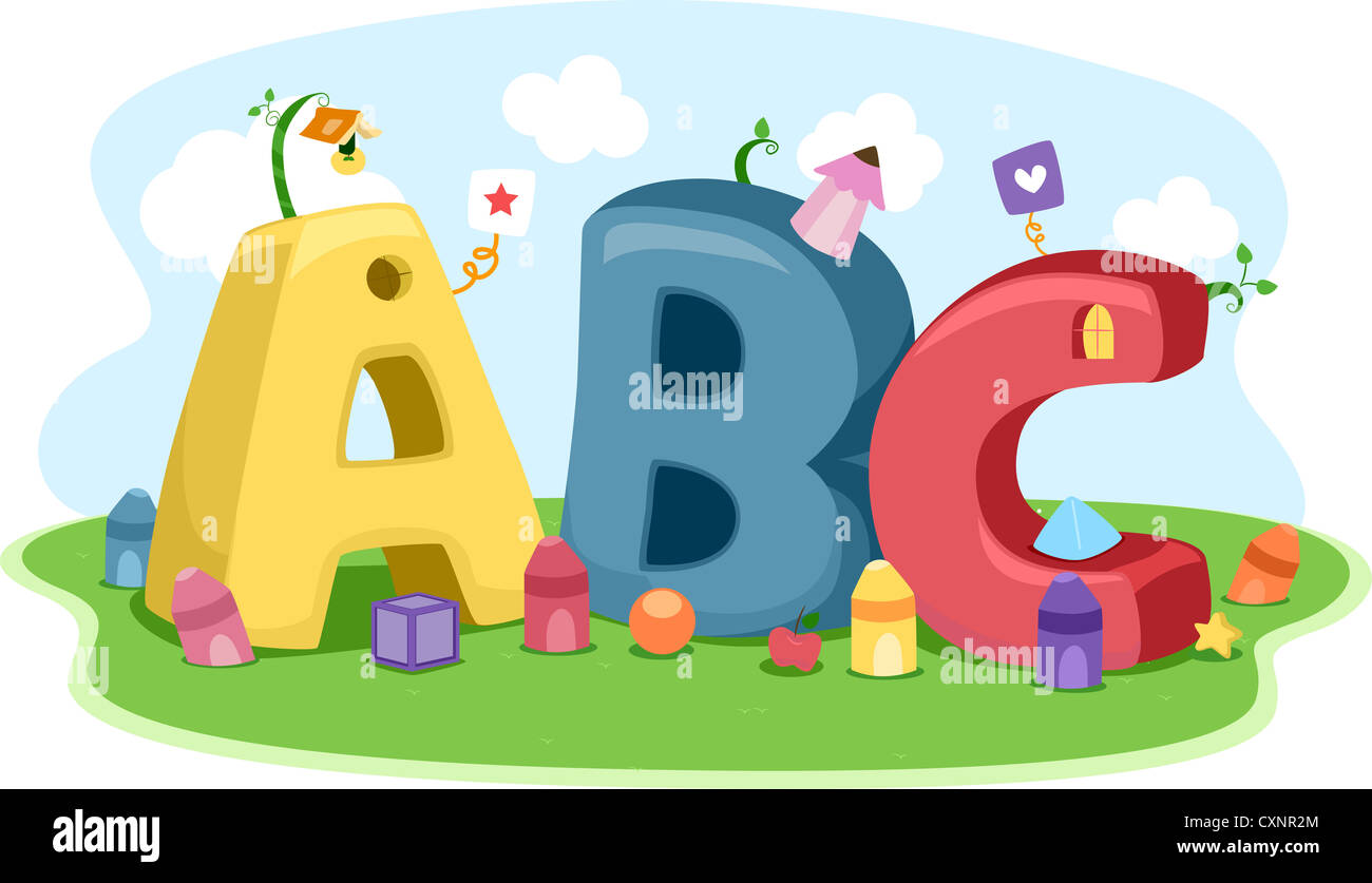 Illustration Featuring Different Shapes, Colors, and Letters of the ...