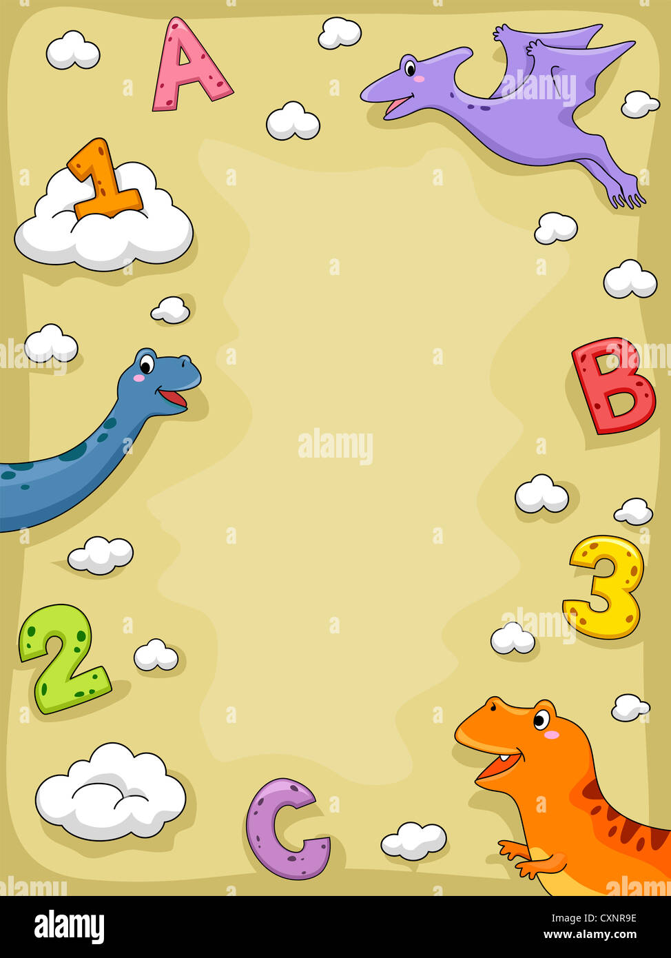 Illustration of Dinosaurs Surrounded by Numbers and Letters of the ...