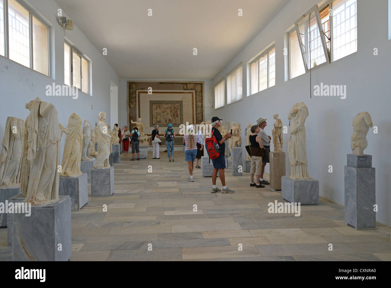 Hall of statues in The Delos Museum, Archaeological site of Delos ...
