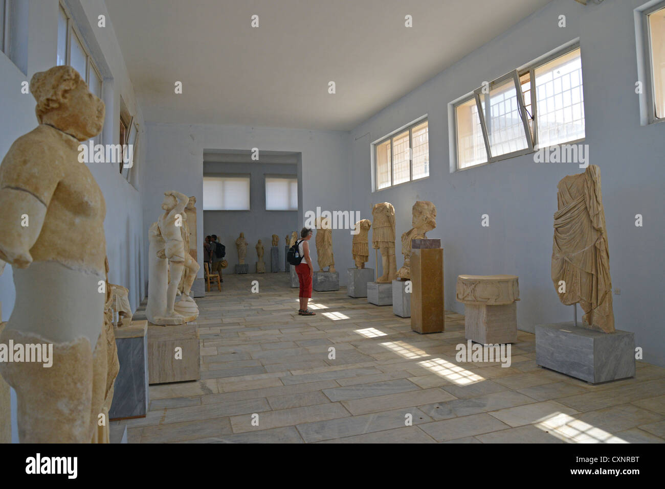 Hall of statues in The Delos Museum, Archaeological site of Delos ...
